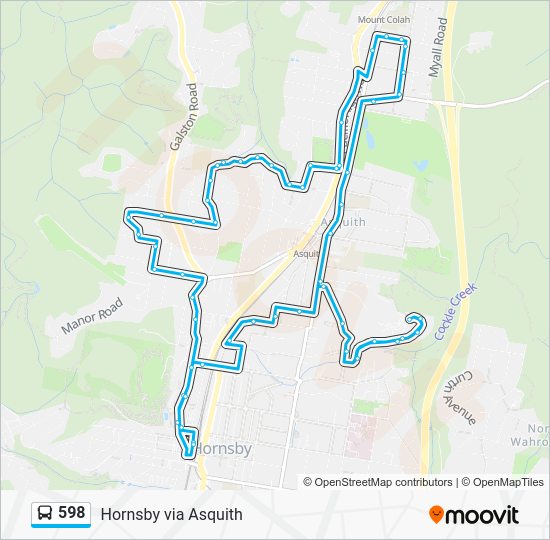 598 Route: Schedules, Stops & Maps - Hornsby via Asquith (Updated)