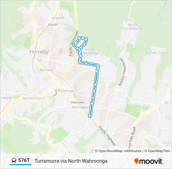 576T Route: Schedules, Stops & Maps - Turramurra via North Wahroonga ...
