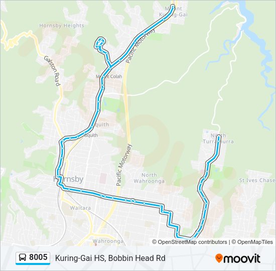 8005 Route: Schedules, Stops & Maps - Kuring-Gai HS, Bobbin Head Rd ...