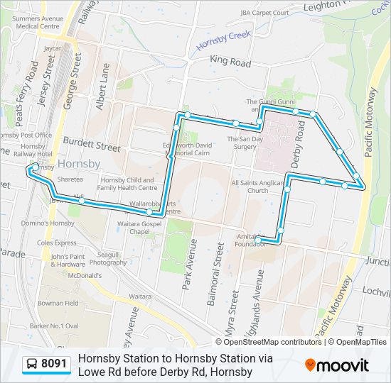 8091 Route: Schedules, Stops & Maps - Waitara PS, Edgeworth David Ave ...