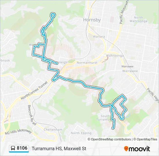 8106 Route: Schedules, Stops & Maps - Turramurra HS, Maxwell St (Updated)