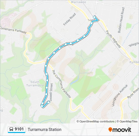 9101 Route: Schedules, Stops & Maps - Turramurra Station (Updated)