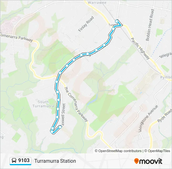 9103 Route: Schedules, Stops & Maps - Turramurra Station (Updated)