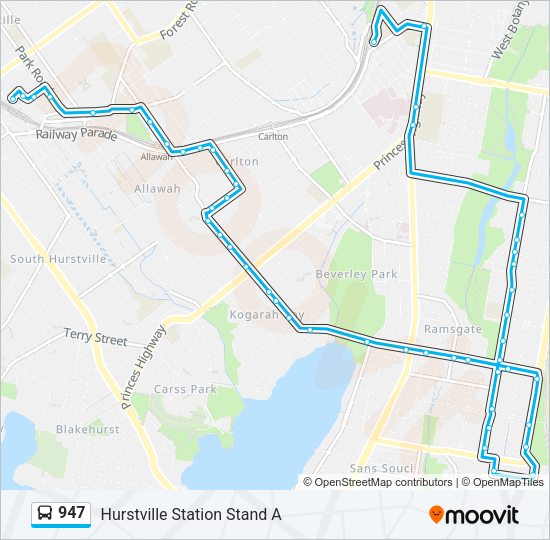 947 Route: Schedules, Stops & Maps - Hurstville Station Stand A (Updated)
