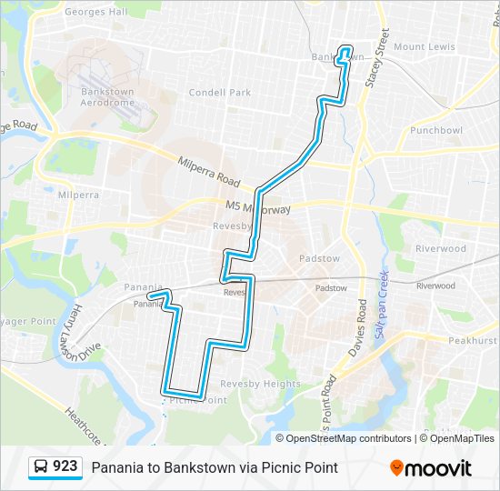 923 Route: Schedules, Stops & Maps - Bankstown Central: Appian Way ...