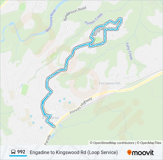 992 Route: Schedules, Stops & Maps - Engadine via Kingswood Rd (Updated)