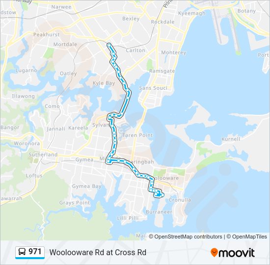 971 Route: Schedules, Stops & Maps - Woolooware Rd at Cross Rd (Updated)