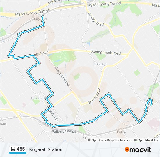 455 Route: Schedules, Stops & Maps - Kogarah Station (Updated)