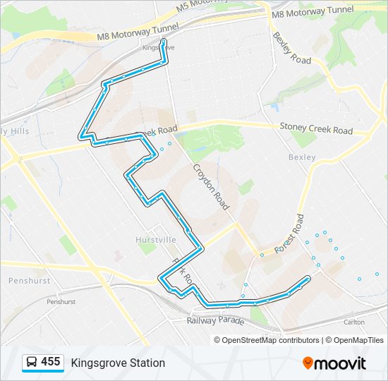 455 Route: Schedules, Stops & Maps - Kingsgrove Station (Updated)
