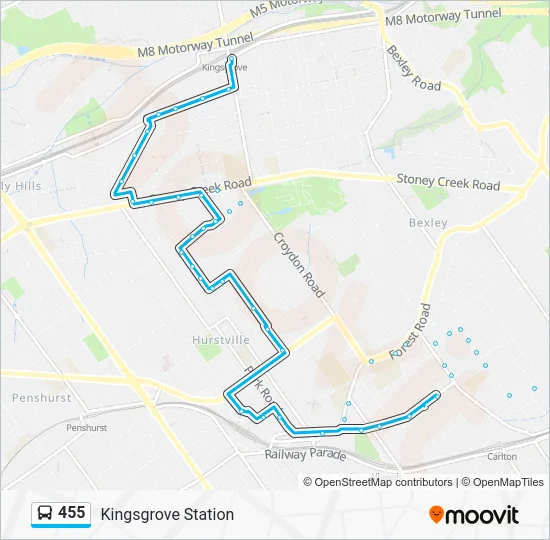 455 Route: Schedules, Stops & Maps - Kingsgrove Station (Updated)