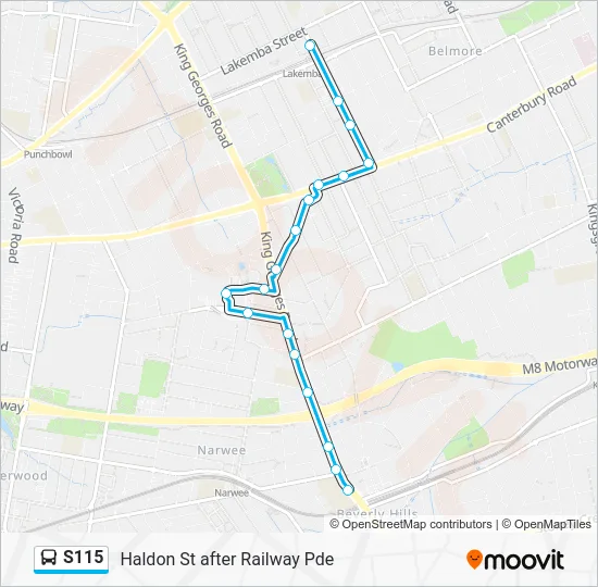 S115 Route: Schedules, Stops & Maps - Haldon St after Railway Pde (Updated)