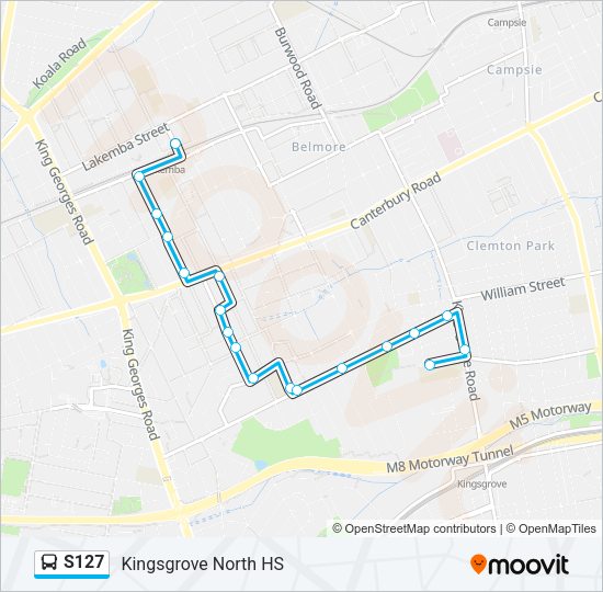 S127 Route: Schedules, Stops & Maps - Kingsgrove North HS (Updated)