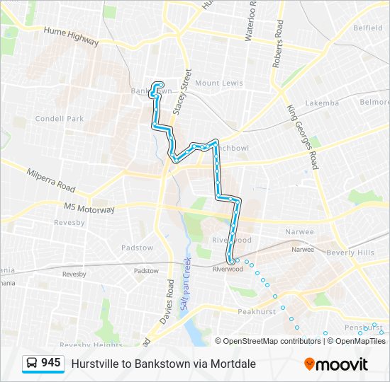 945 Route: Schedules, Stops & Maps - Bankstown Central (Updated)