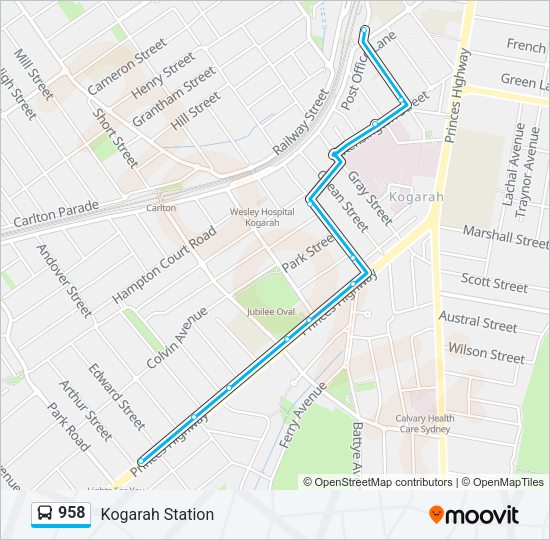 958 Route: Schedules, Stops & Maps - Kogarah Station (Updated)