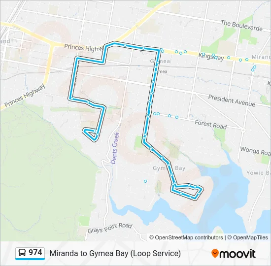 974 Route: Schedules, Stops & Maps - Miranda via Gymea Bay (Updated)