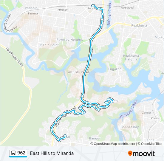 962 Route: Schedules, Stops & Maps - Padstow Station (Updated)
