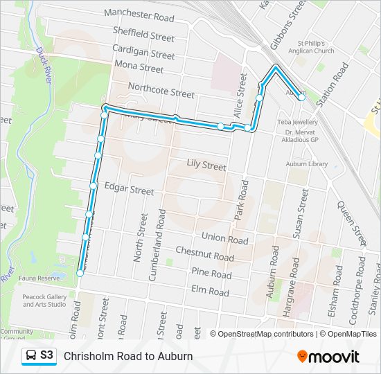S3 Route: Schedules, Stops & Maps - Chisholm Rd opp Auburn Botanic Gdns ...