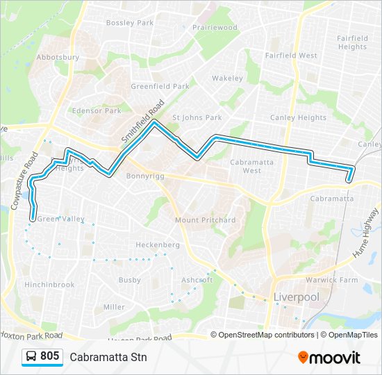 805 Route: Schedules, Stops & Maps - Cabramatta Stn (Updated)