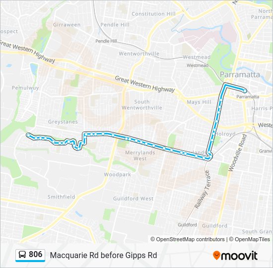 806 Route: Schedules, Stops & Maps - Macquarie Rd before Gipps Rd (Updated)