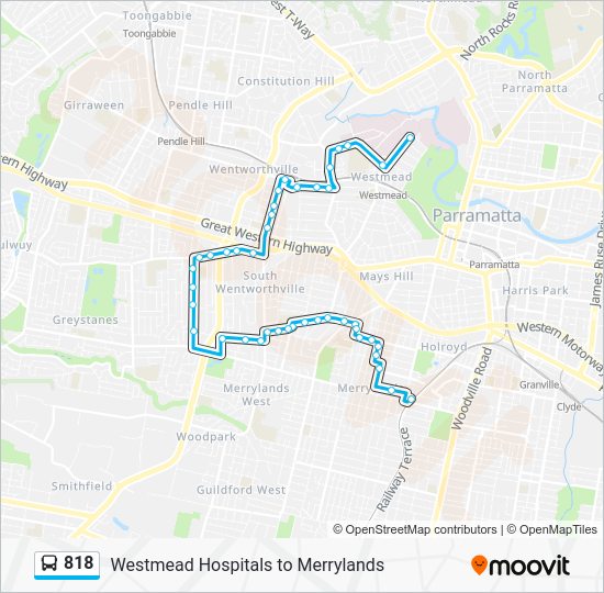 818 Route: Schedules, Stops & Maps - Merrylands Intg (Updated)