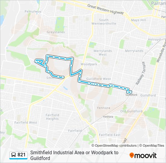 821 Route: Schedules, Stops & Maps - Long St at Tait St (Updated)