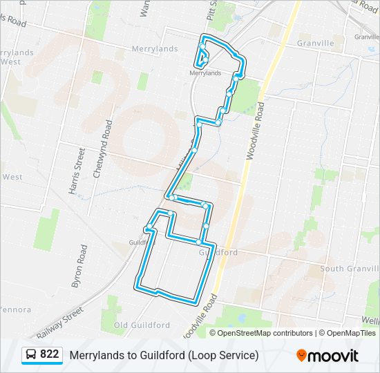 822 Route: Schedules, Stops & Maps - Merrylands via Guildford (Updated)