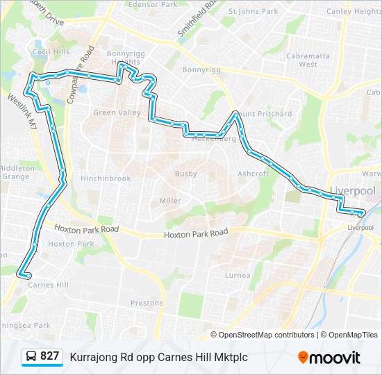 827 Route: Schedules, Stops & Maps - Kurrajong Rd opp Carnes Hill ...