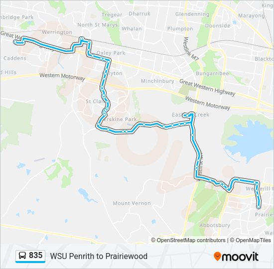 835 Route: Schedules, Stops & Maps - Western Sydney Uni Penrith Campus ...