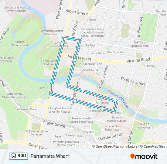 900 Route: Schedules, Stops & Maps - Parramatta Wharf (Updated)