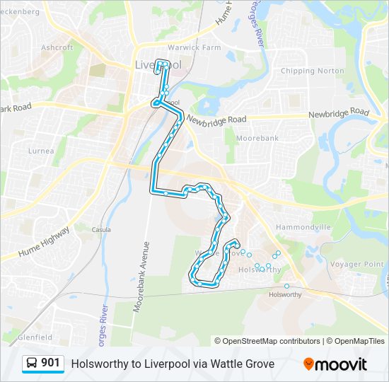 901 Route: Schedules, Stops & Maps - George St opp Westfield Liverpool ...