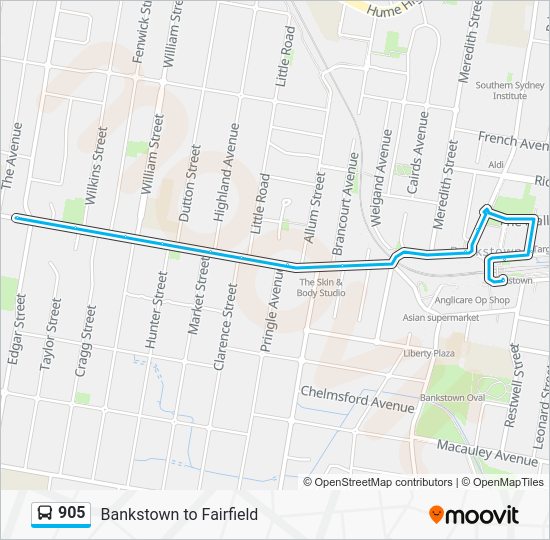 905 Route: Schedules, Stops & Maps - Bankstown Stn (Updated)