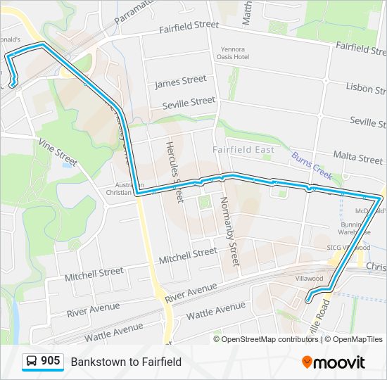 905 Route: Schedules, Stops & Maps - Fairfield Stn (Updated)