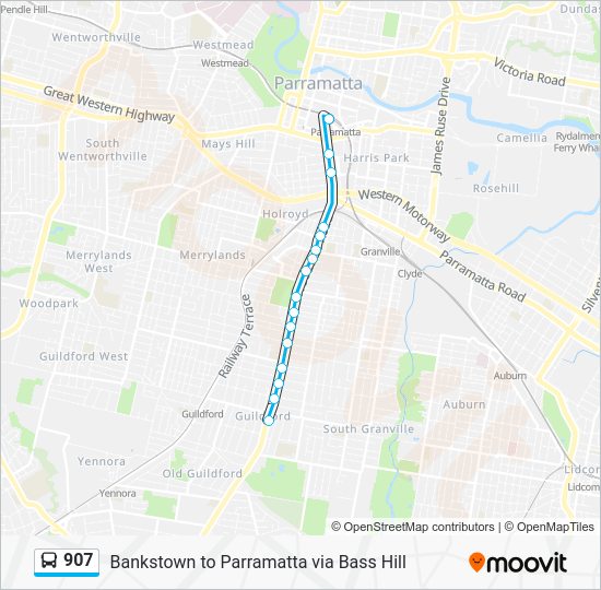 907 Route: Schedules, Stops & Maps - Woodville Rd after Guildford Rd ...