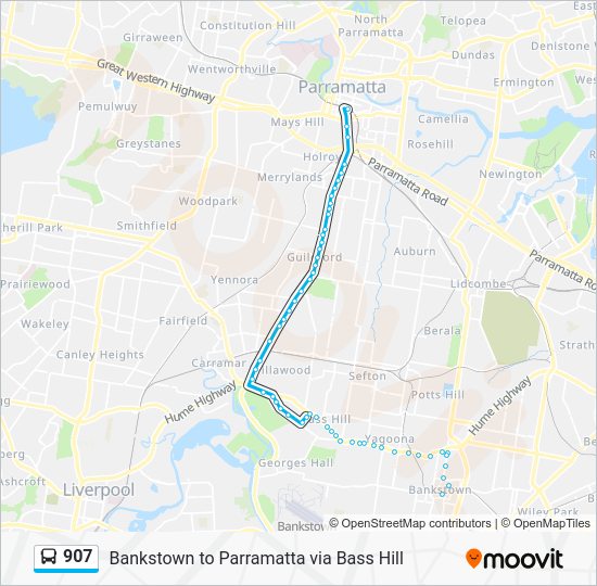 907 Route: Schedules, Stops & Maps - Parramatta Stn (Updated)