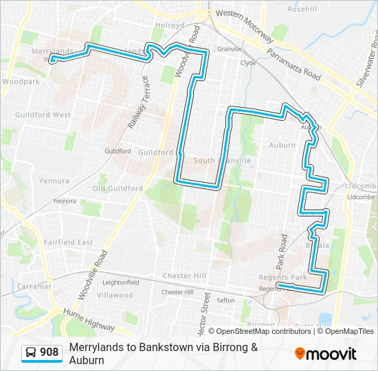 908 Route: Schedules, Stops & Maps - Kenyons Rd opp Cerdon Coll (Updated)