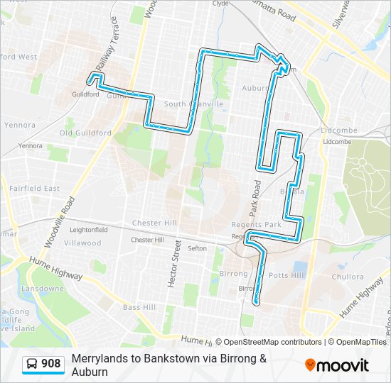 908 Route: Schedules, Stops & Maps - Birrong Boys HS (Updated)