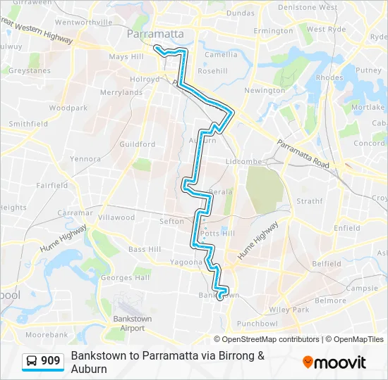 909 Route: Schedules, Stops & Maps - Parramatta Stn (Updated)