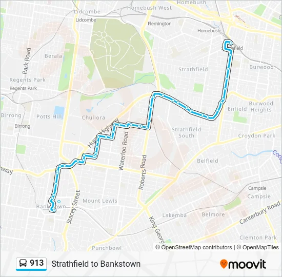 913 Route: Schedules, Stops & Maps - Strathfield Stn (Updated)