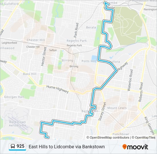 925 Route: Schedules, Stops & Maps - Lidcombe Stn (Updated)