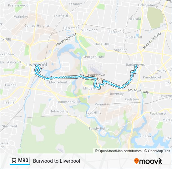 m90 Route: Schedules, Stops & Maps - Bankstown Stn (Updated)