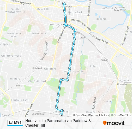 M91 Route: Schedules, Stops & Maps - Waldron Rd opp Chester Hill Post ...