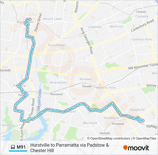 M91 Route: Schedules, Stops & Maps - The Mall opp Bankstown Central ...