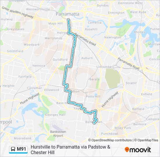 m91 Route: Schedules, Stops & Maps - Bankstown Stn (Updated)