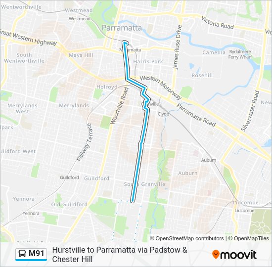 m91 Route: Schedules, Stops & Maps - Parramatta Stn (Updated)