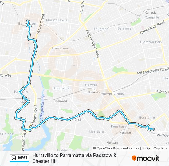 M91 Route: Schedules, Stops & Maps - Bankstown Central (Updated)