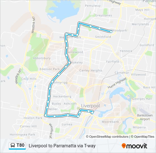 T80 Route: Schedules, Stops & Maps - Smithfield T-Way (Updated)