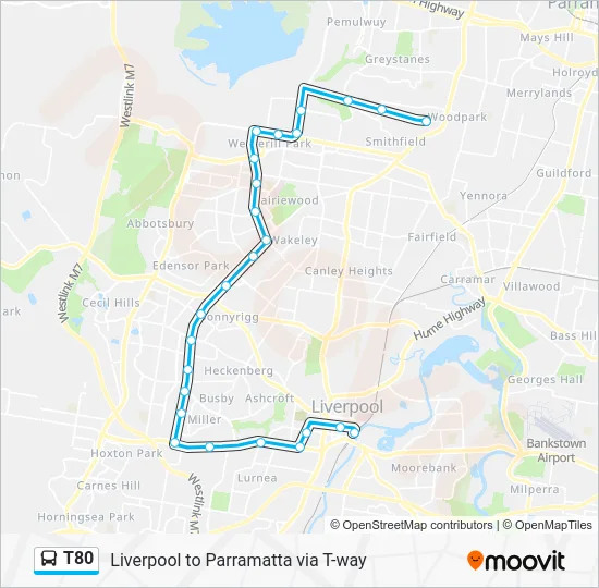 T80 Route: Schedules, Stops & Maps - Smithfield T-Way (Updated)