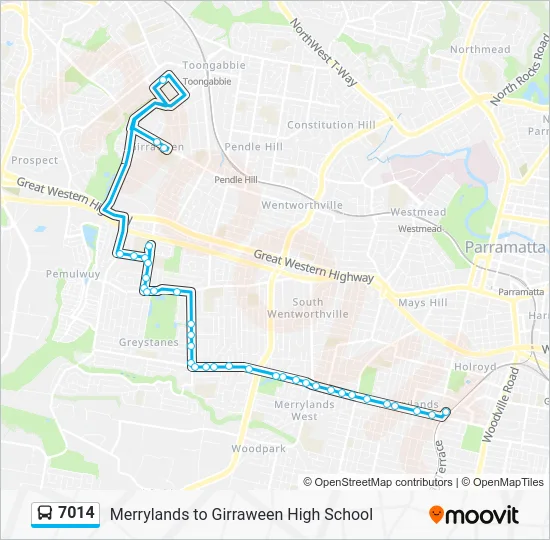 7014 Route: Schedules, Stops & Maps - Girraween HS Bus Bay (Updated)