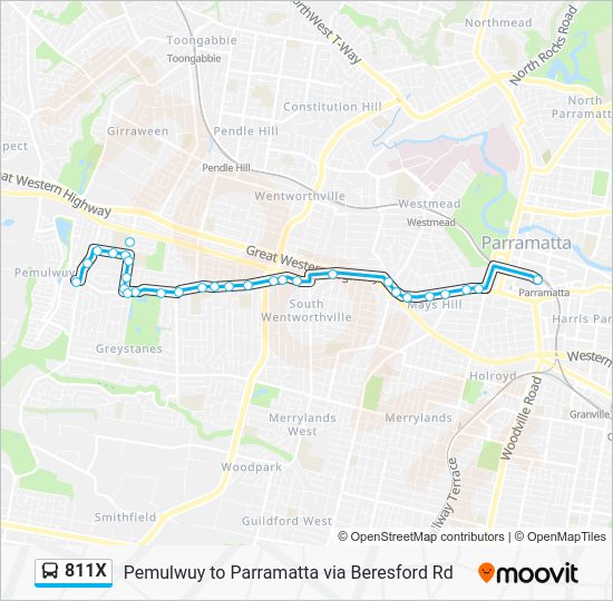811x Route: Schedules, Stops & Maps - Parramatta Stn (Updated)