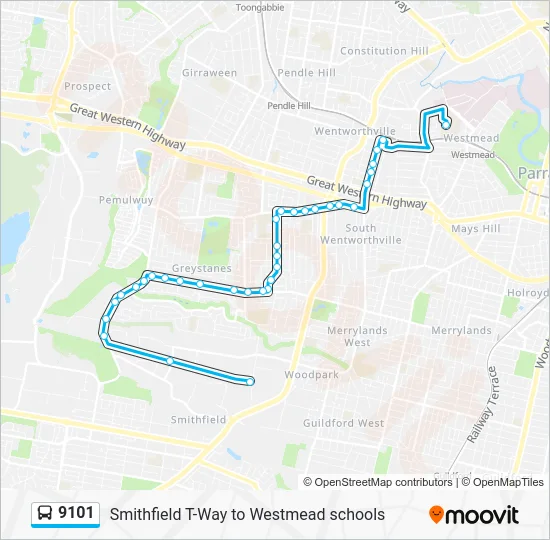 9101 Route: Schedules, Stops & Maps - Westmead Schools Bus Bay (Updated)
